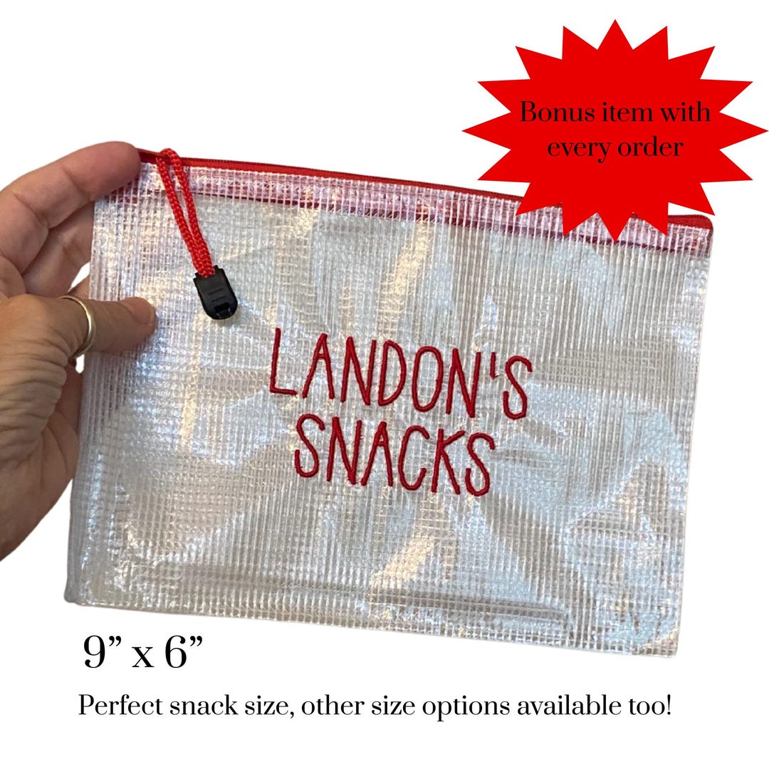 Reusable Zipper Snack Bag | Snack Pouch | Pool Bag | Embroidered Custom ...