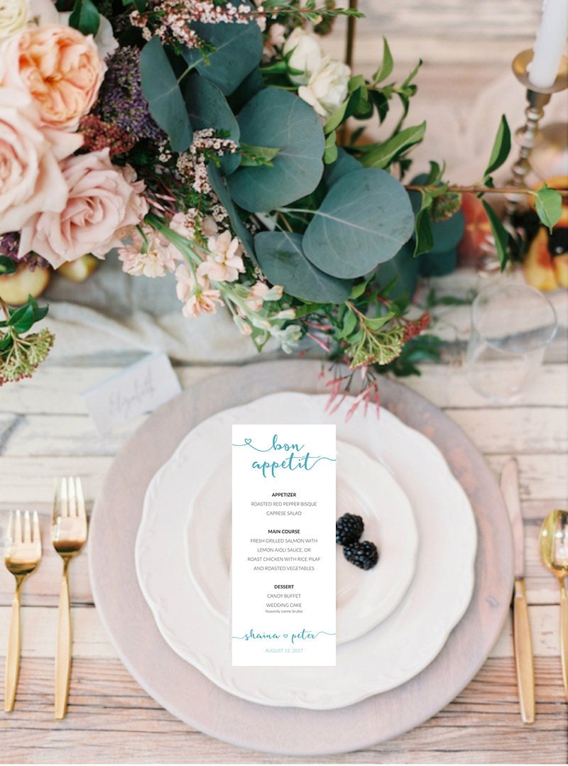 Customized, Downloadable, Calligraphy Wedding Reception Dinner Menu (3. ...