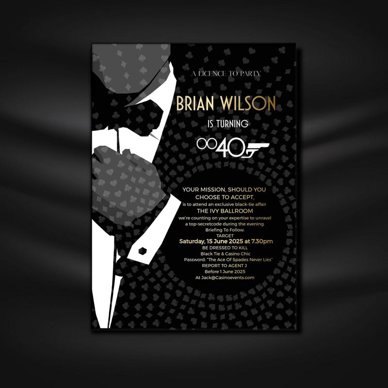 James Bond 40th Birthday Invite - Etsy