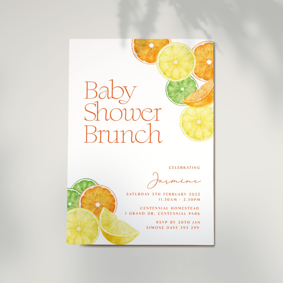 Citrus Themed Baby Shower Invitation | Positano | Italian ...