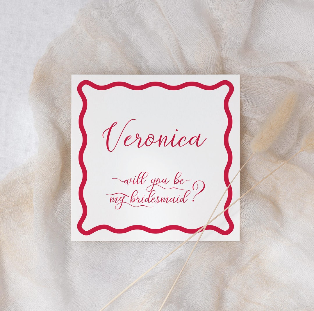 Calligraphy Bridesmaid Proposal Card Bright and Vibrant Proposal Card ...