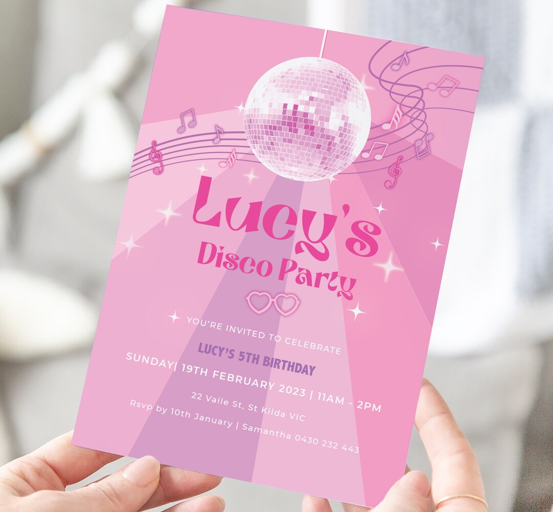 The Coolest Disco Invitation| Groovy Disco Invitation | Girls Disco ...