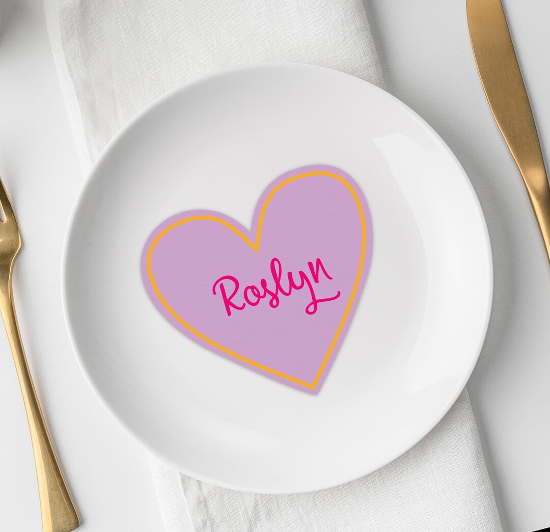 Heart-shaped Bridal Shower Name Card Coaster Heart Name Card Bright and ...