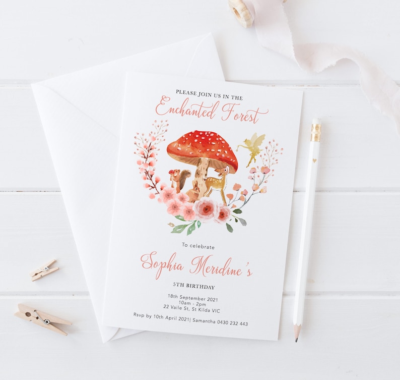 Enchanted Forest Birthday Invitation Girls Birthday - Etsy