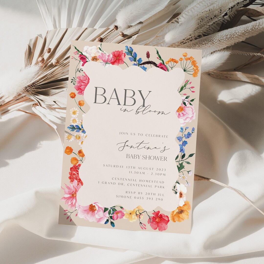 Baby in Bloom Baby Shower Invitation | Wild Flowers Baby Shower ...