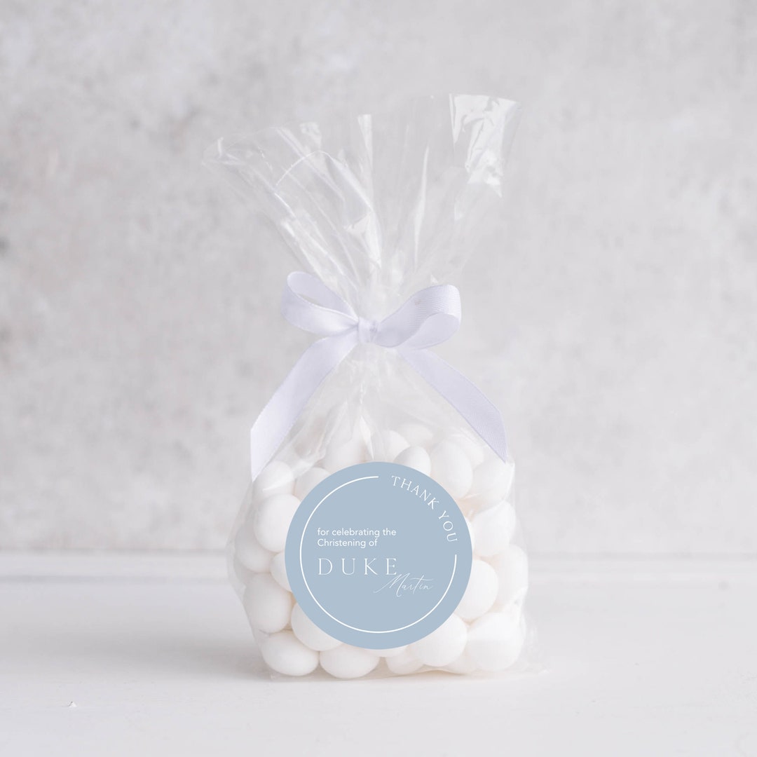 Modern Round Blue Christening Sticker | Printable Sticker | Baptism ...