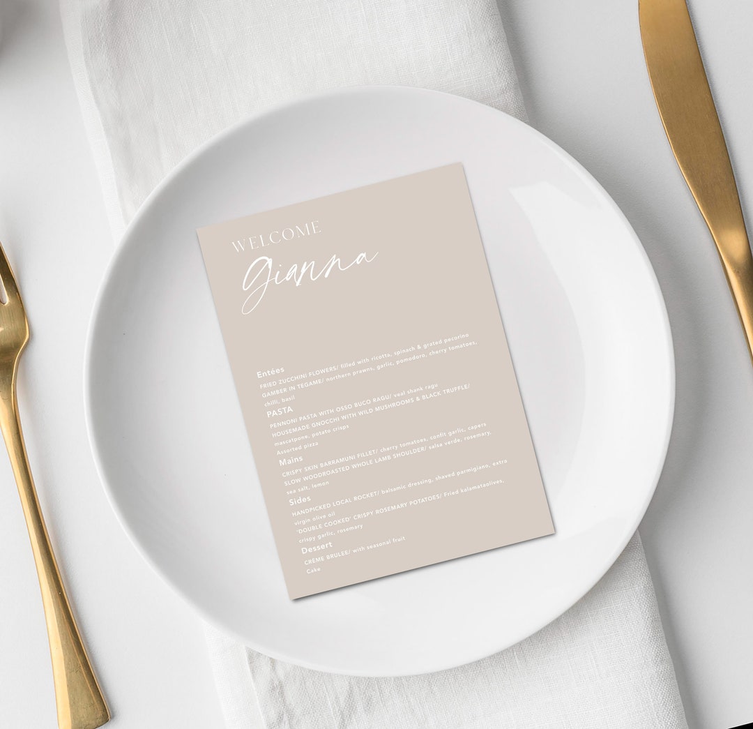 Personalised Menu Template | Modern Editable Menu for Any Event - Etsy