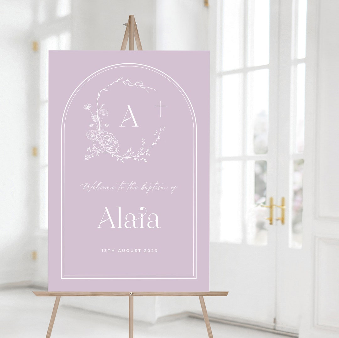Girls Baptism Welcome Sign | Botanical Design | Whimsical | Christening ...