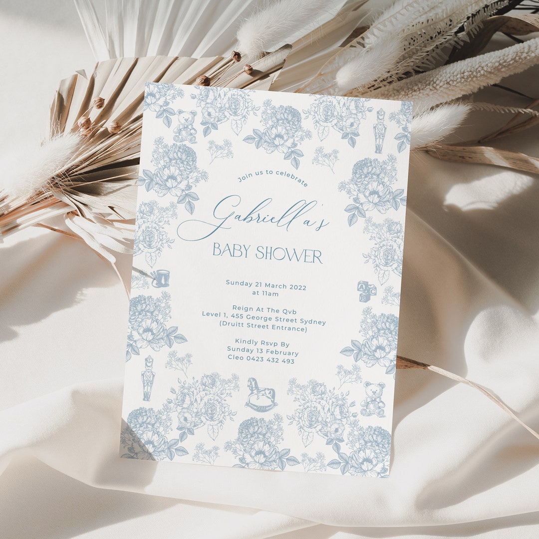 Toile De Jouy Toy Themed Baby Shower Invitation Baby Shower - Etsy ...