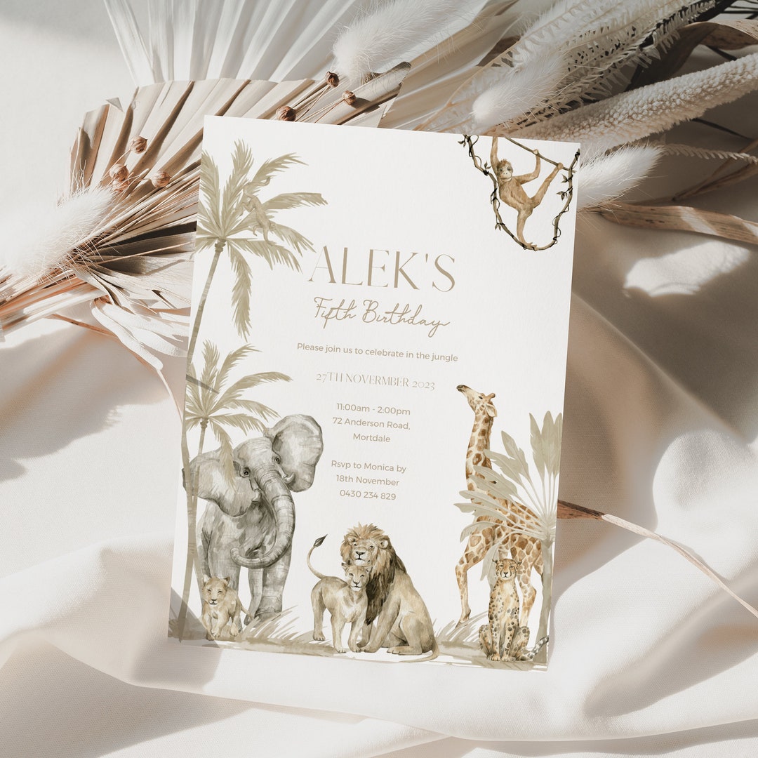 Jungle Safari Birthday Invitation | Printable Template - Etsy