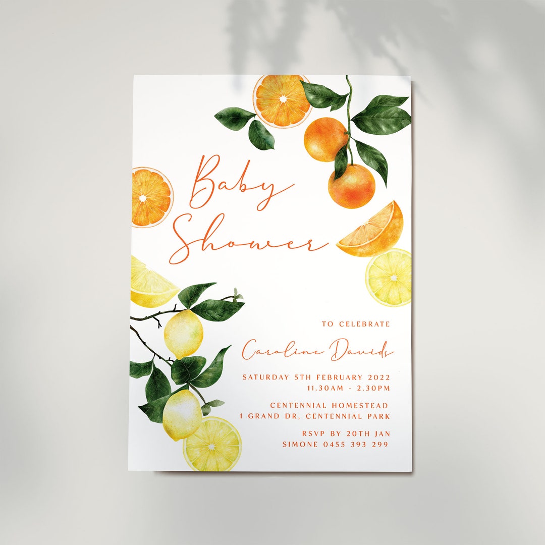 Citrus Themed Baby Shower Invitation | Positano | Italian ...