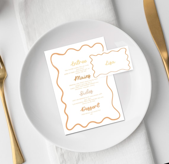 Colourful Yellow and Orange Wave Design Editable Menu With - Etsy