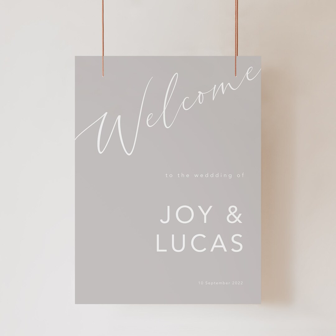 Modern Grey and White Welcome Sign | Wedding Welcome Sign - Etsy