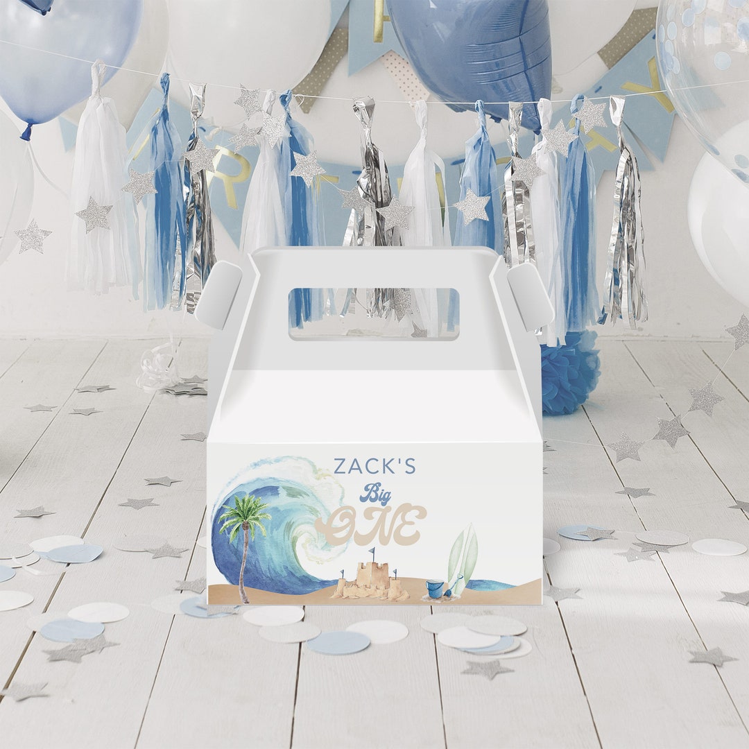 The Big One Boy Birthday Favour Box Sticker Template | Birthday Lollie ...