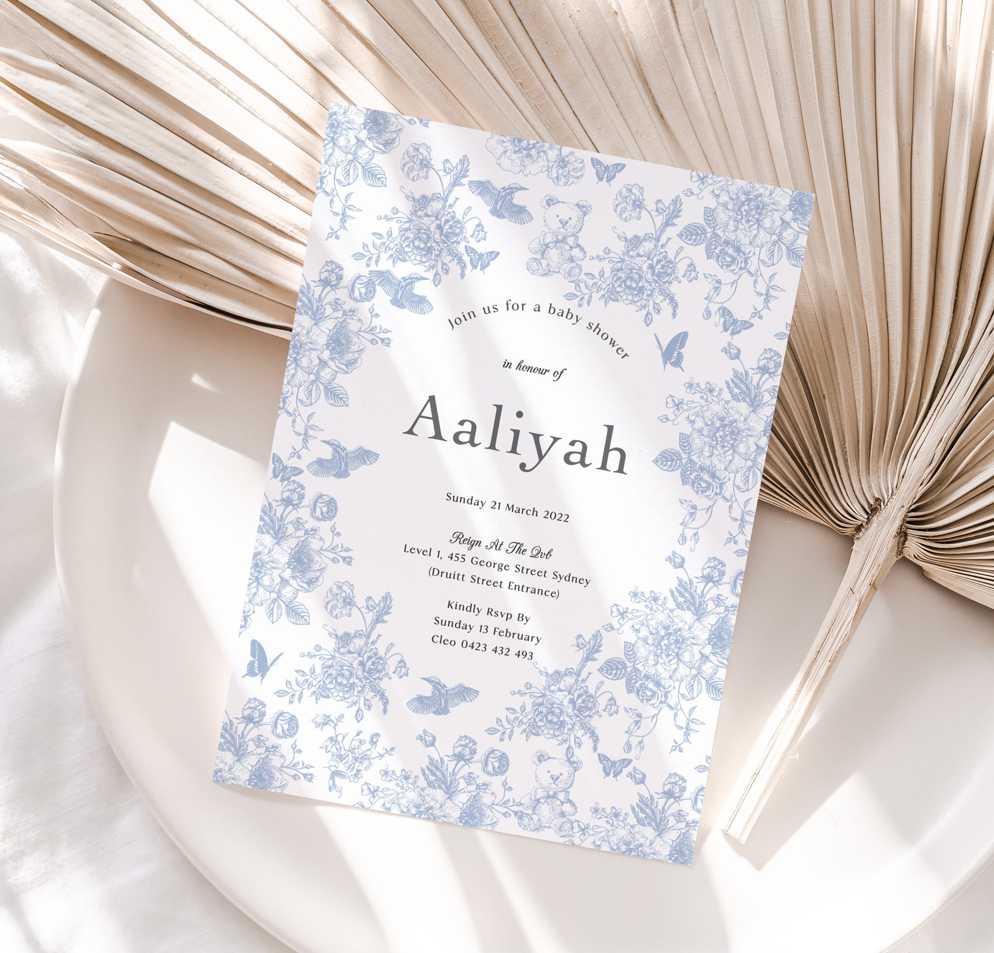 Toile De Jouy Baby Shower Invitation| Baby Shower Invitations ...