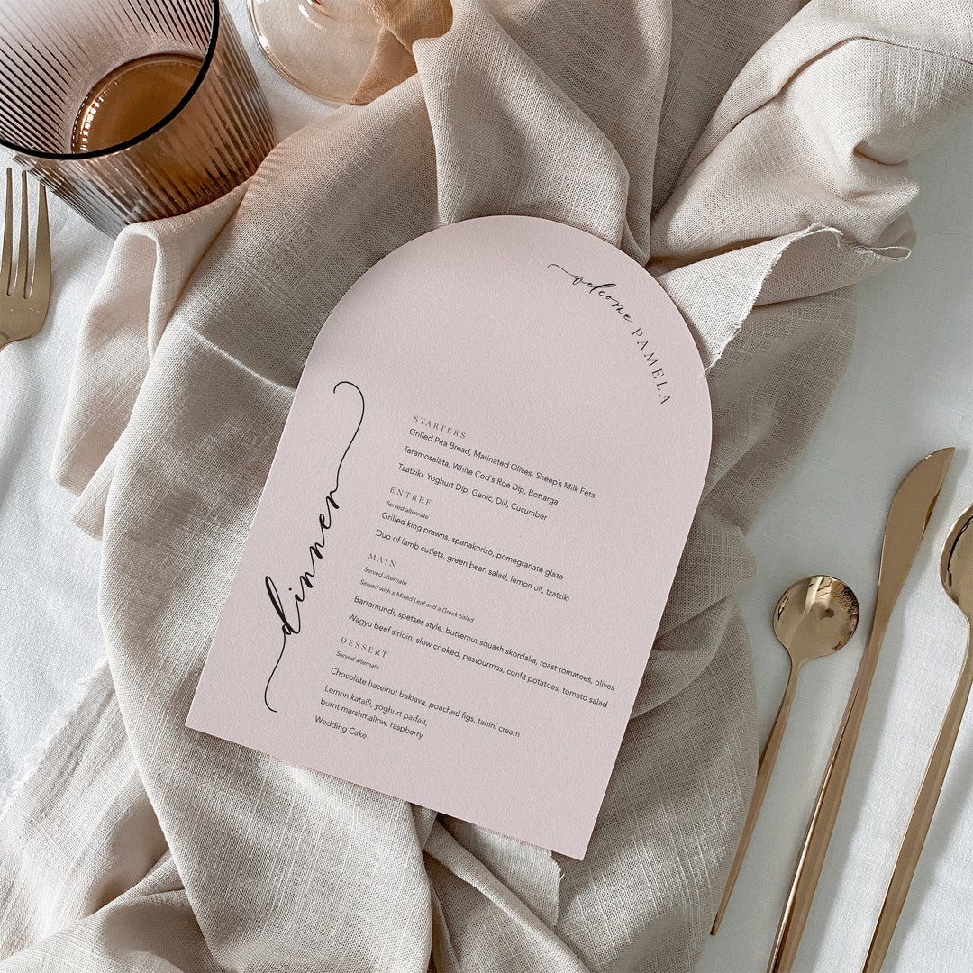 Modern Arch Wedding Day Menu | Personalised Arch Menu | Printable ...