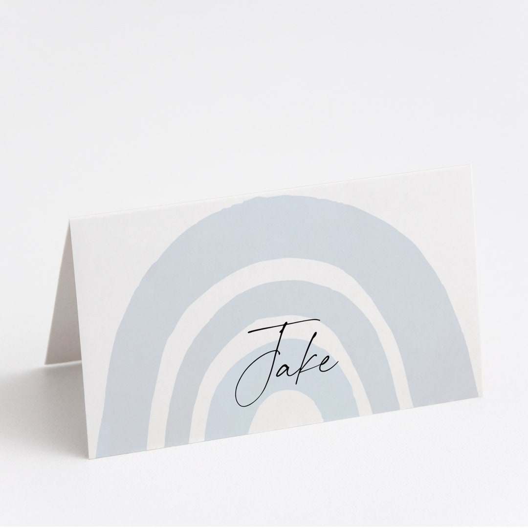 Blue Rainbow Place Cards| Boys Christening | Baptism Invitation | Name ...