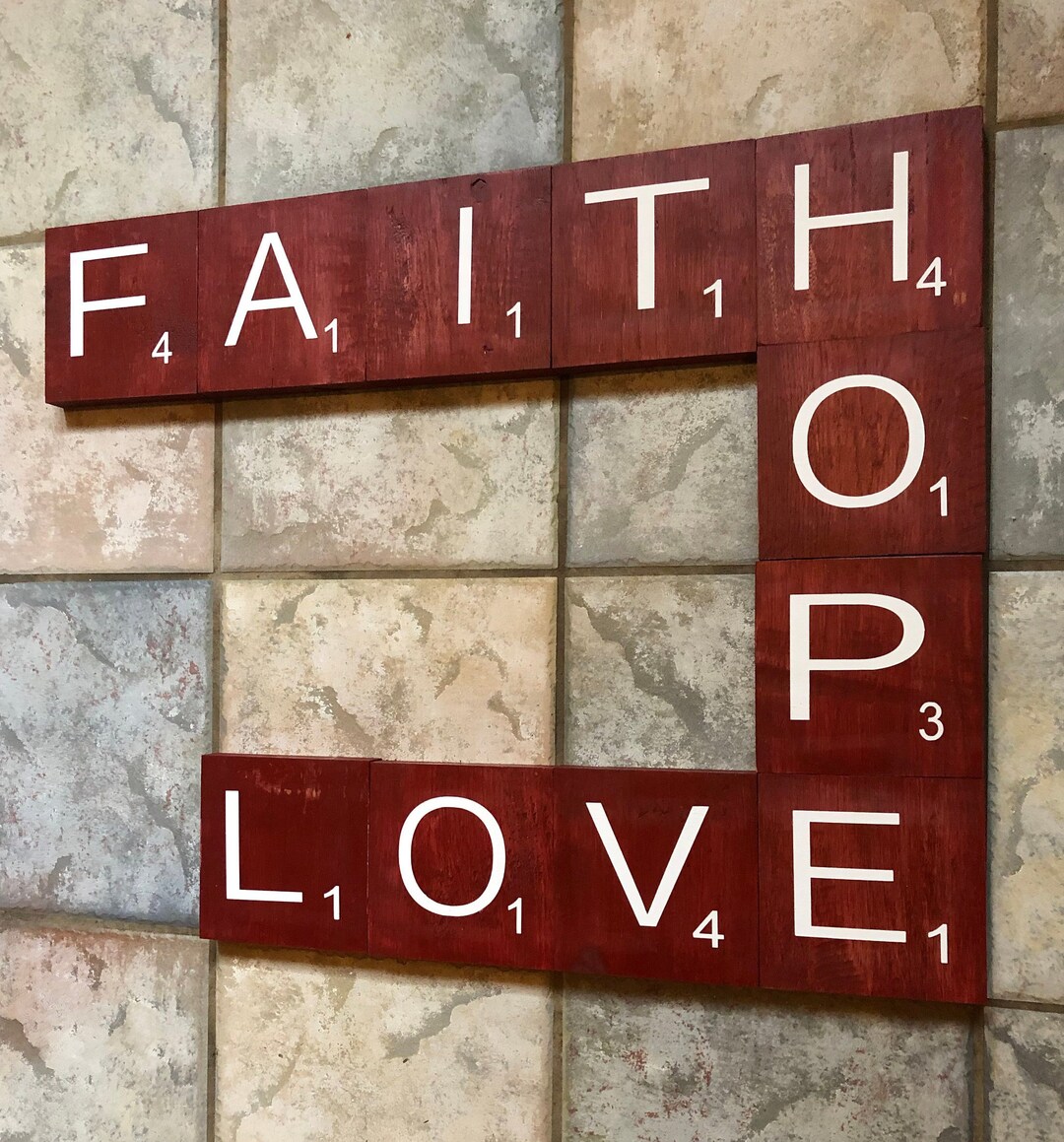 Scrabble Tiles 6 In. X 6 In. Barn Red Stained Scrabble Tile Wall Decor ...