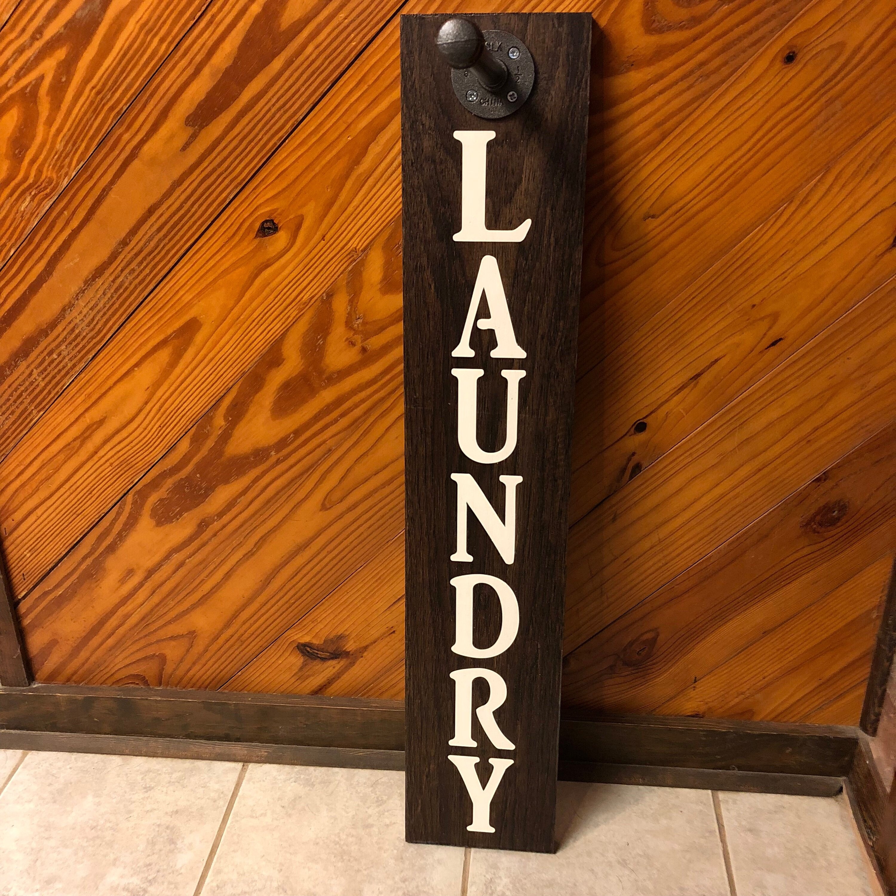Laundry Sign with Hanging Pole/Industrialfunctional decor | Etsy