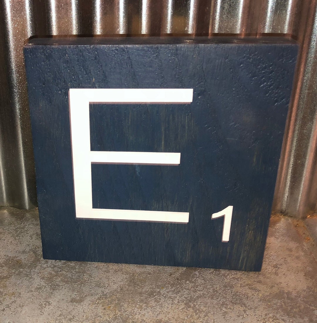 Scrabble Tiles 4 In. X 4 In. Stained Worn Navy Blue Scrabble Tile Wall ...