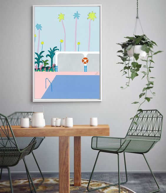 Pool House Light Blue, DIGITAL Download, Printable Art, Palm Springs ...