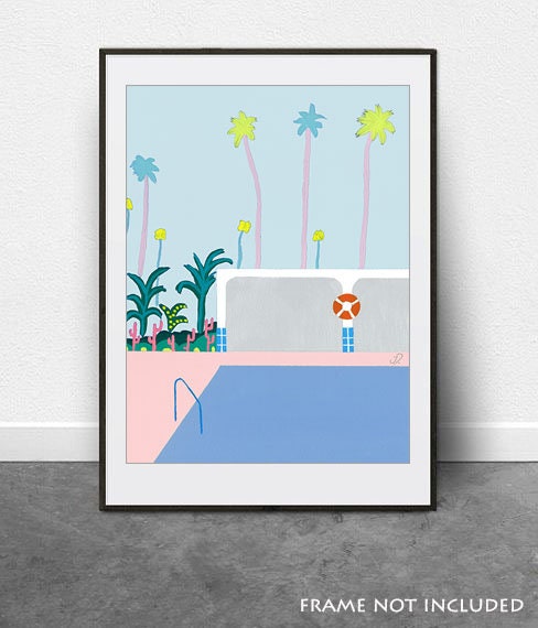 Pool House Light Blue, DIGITAL Download, Printable Art, Palm Springs ...