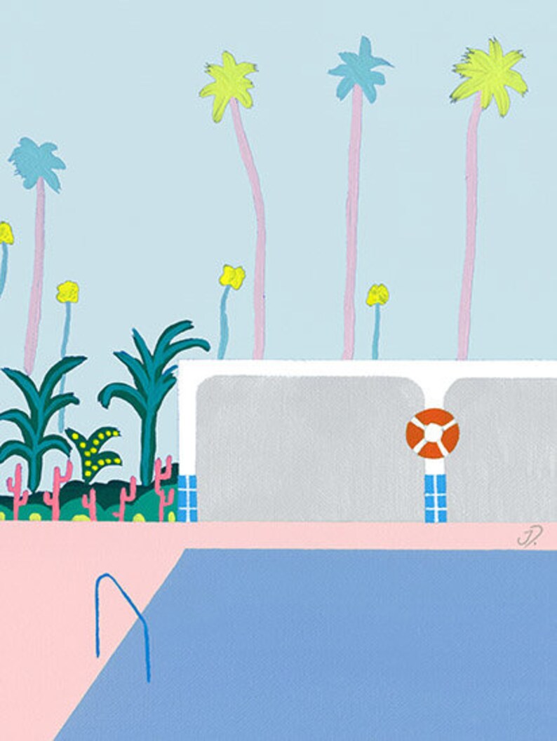 Pool House Light Blue, DIGITAL Download, Printable Art, Palm Springs ...