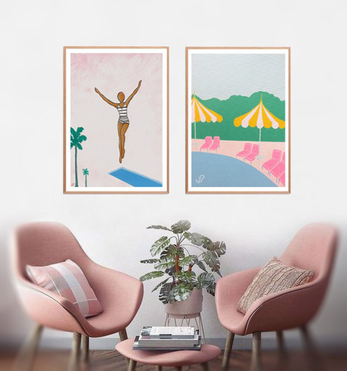Pink Lounge, DIGITAL DOWNLOAD, Palm Springs, Pop Art, Instant Art ...