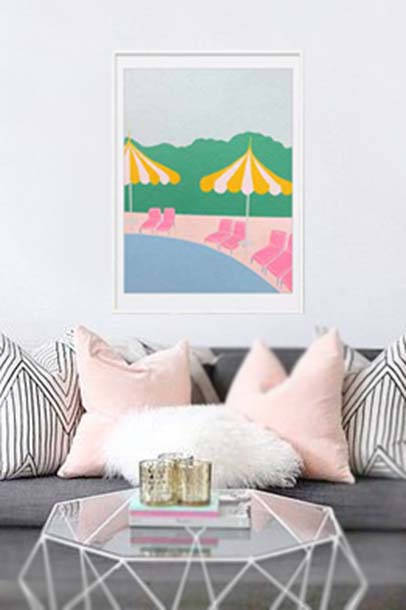 Pink Lounge, DIGITAL DOWNLOAD, Palm Springs, Pop Art, Instant Art ...