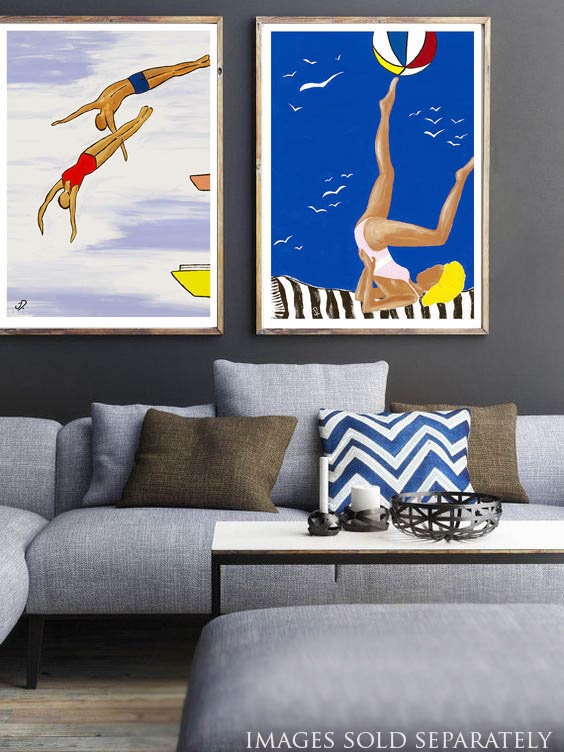 Art Deco Dive, DIGITAL Download, Summer Art Print, Diving Art Print ...