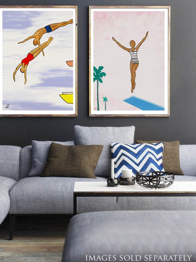 Spring Board, DIGITAL Download, Pop Art Print, Diving Print, Retro ...