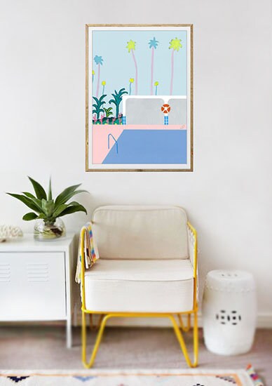 Pool House Light Blue, DIGITAL Download, Printable Art, Palm Springs ...