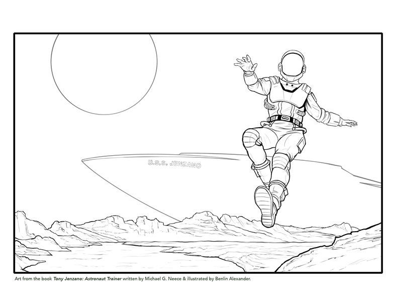 Futuristic Astronaut Coloring Page / Space Theme Activity Sheet / Adult ...