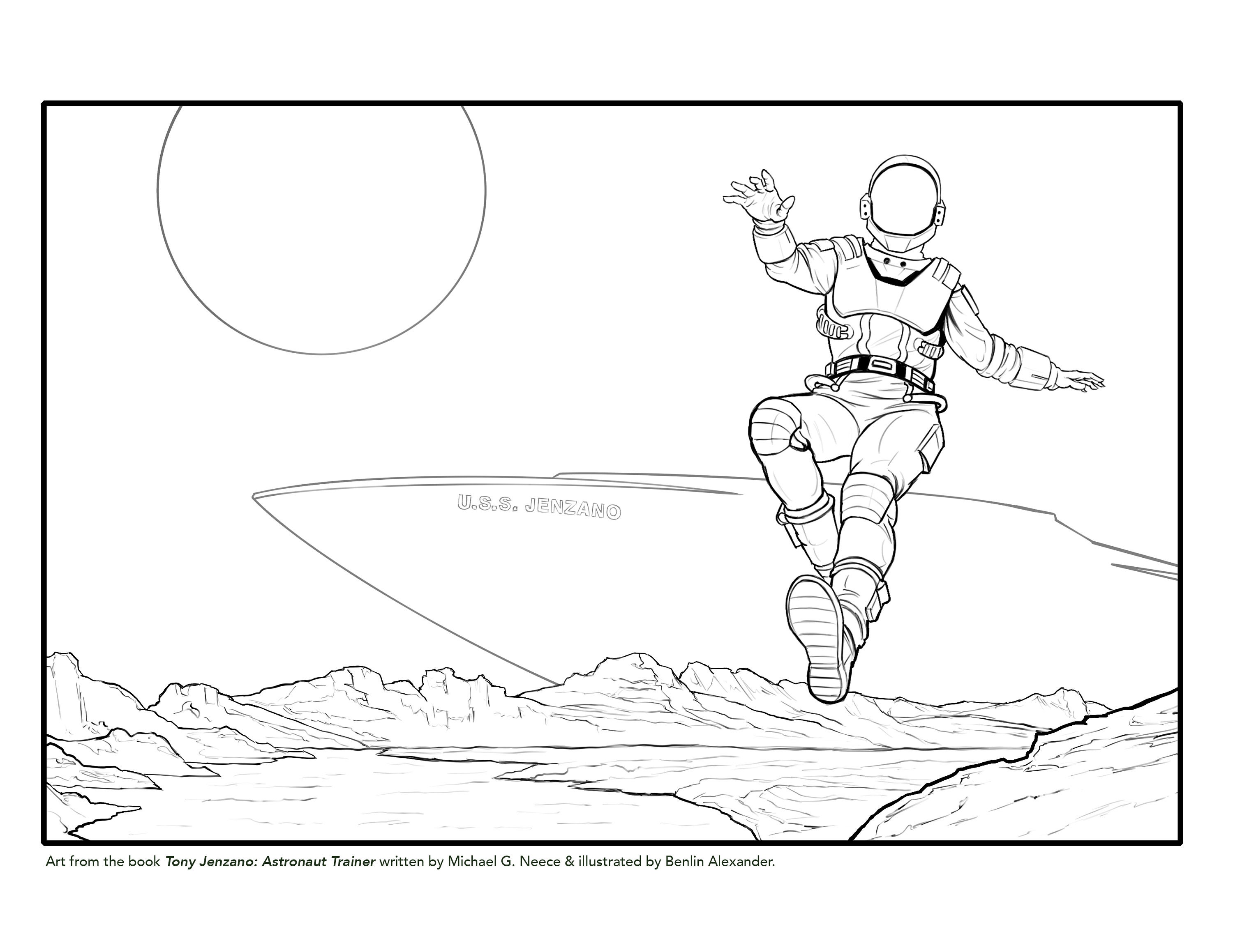 Futuristic Astronaut Coloring Page / Space Theme Activity Sheet / Adult ...