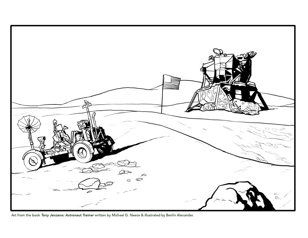 Lunar Landing Coloring Page / Space Theme Activity Sheet / Adult & Kids ...