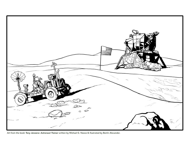Lunar Landing Coloring Page / Space Theme Activity Sheet / Adult & Kids ...