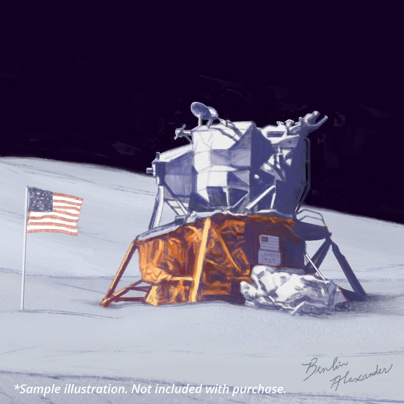 Lunar Landing Coloring Page / Space Theme Activity Sheet / Adult & Kids ...