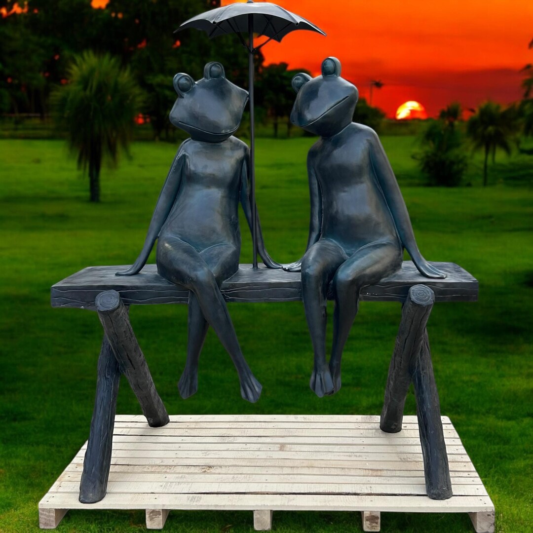 Large Bronze Seated Frogs on a Bench - BFB43 - Etsy