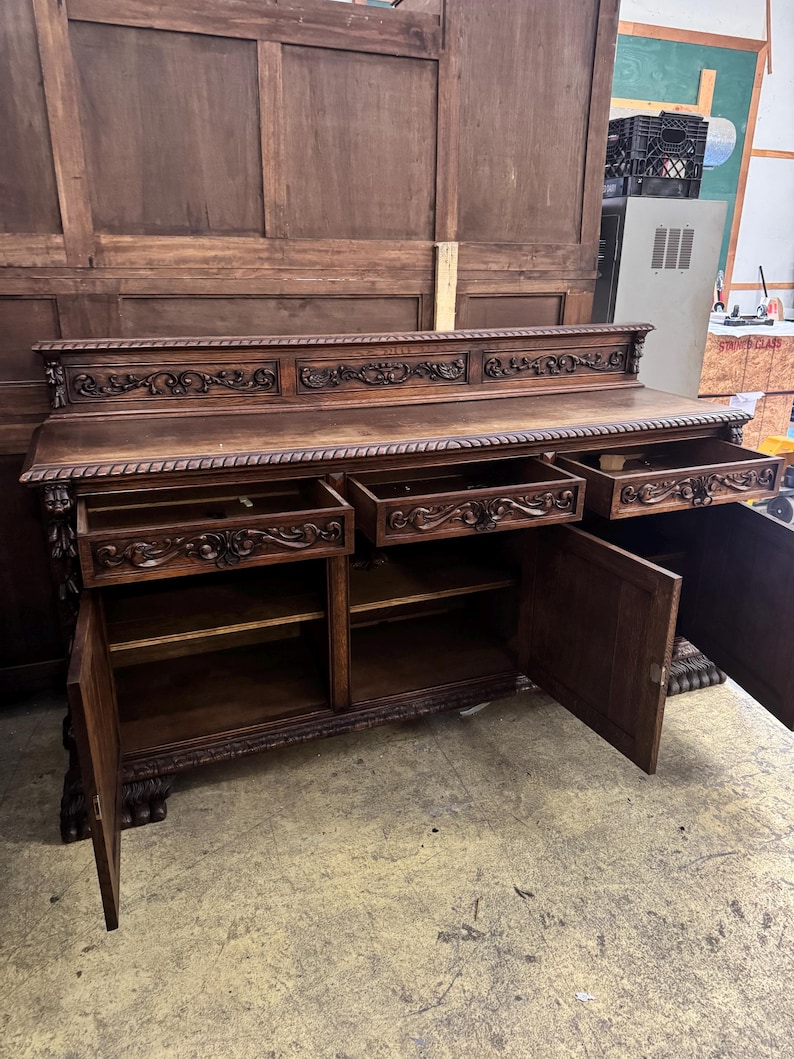 Antique German Carved Oak Sideboard - FNJ1 - Etsy