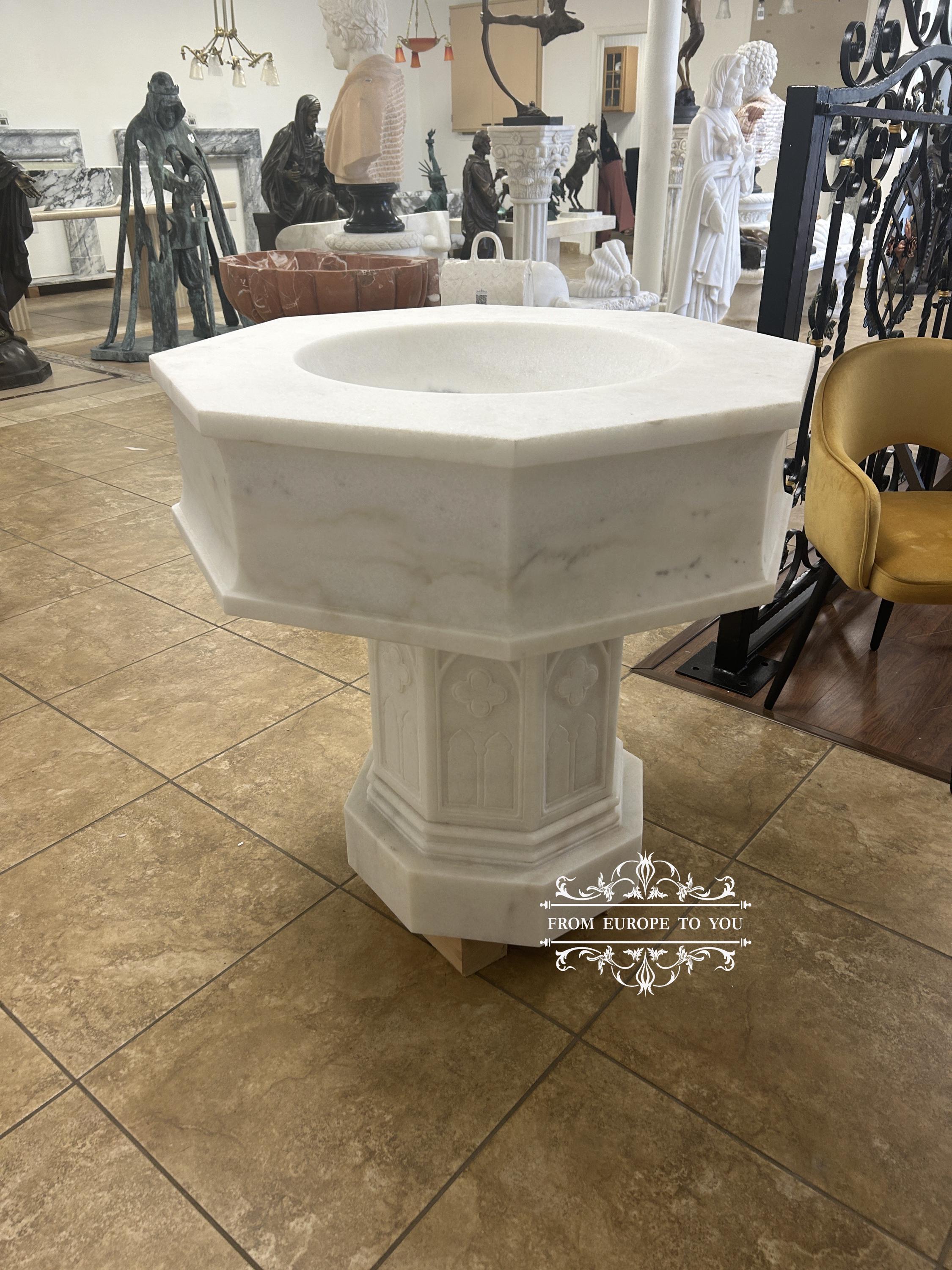 Marble Carved Gothic Church Font - TF247C - Etsy