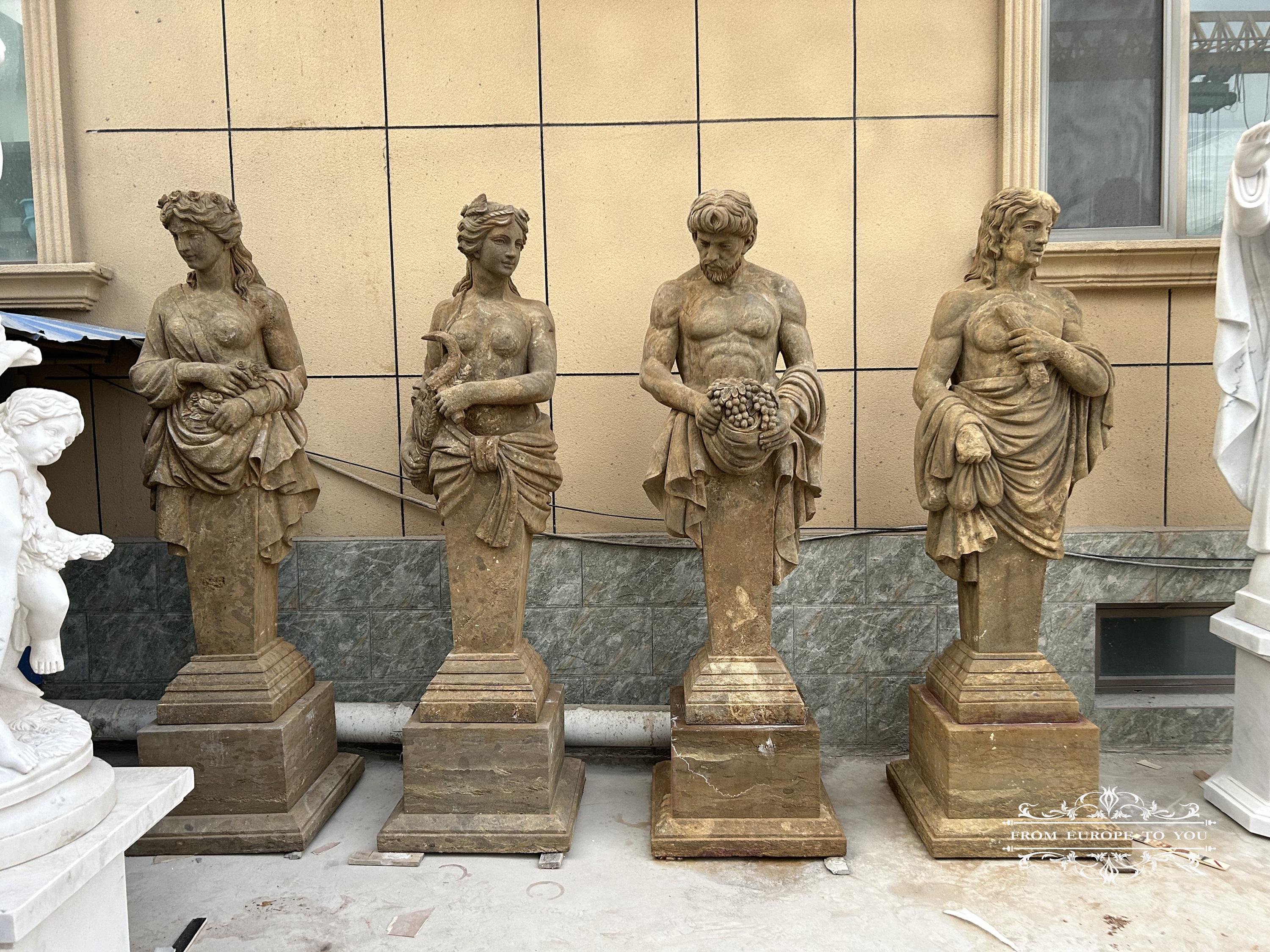 4 Season Antique Stone Estate Statues and Bases - JX501S - Etsy