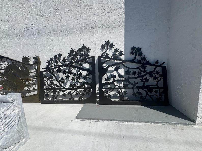 Beautiful Powder Coated Steel Leaf Driveway Gates - Etsy