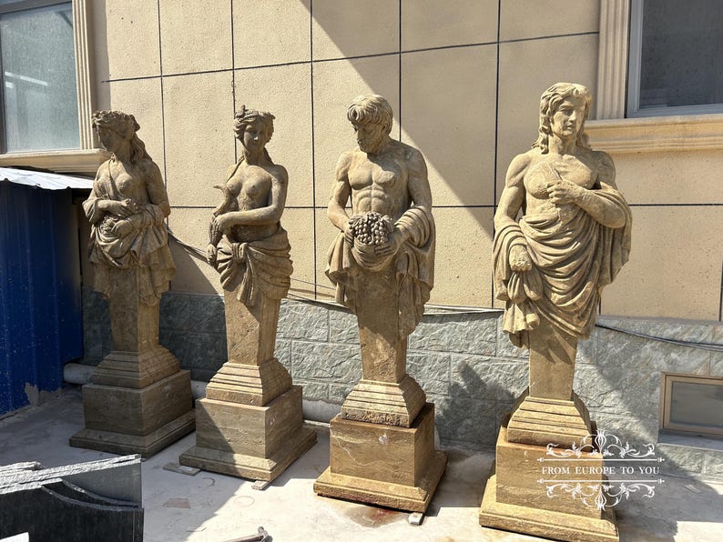 4 Season Antique Stone Estate Statues and Bases - JX501S - Etsy