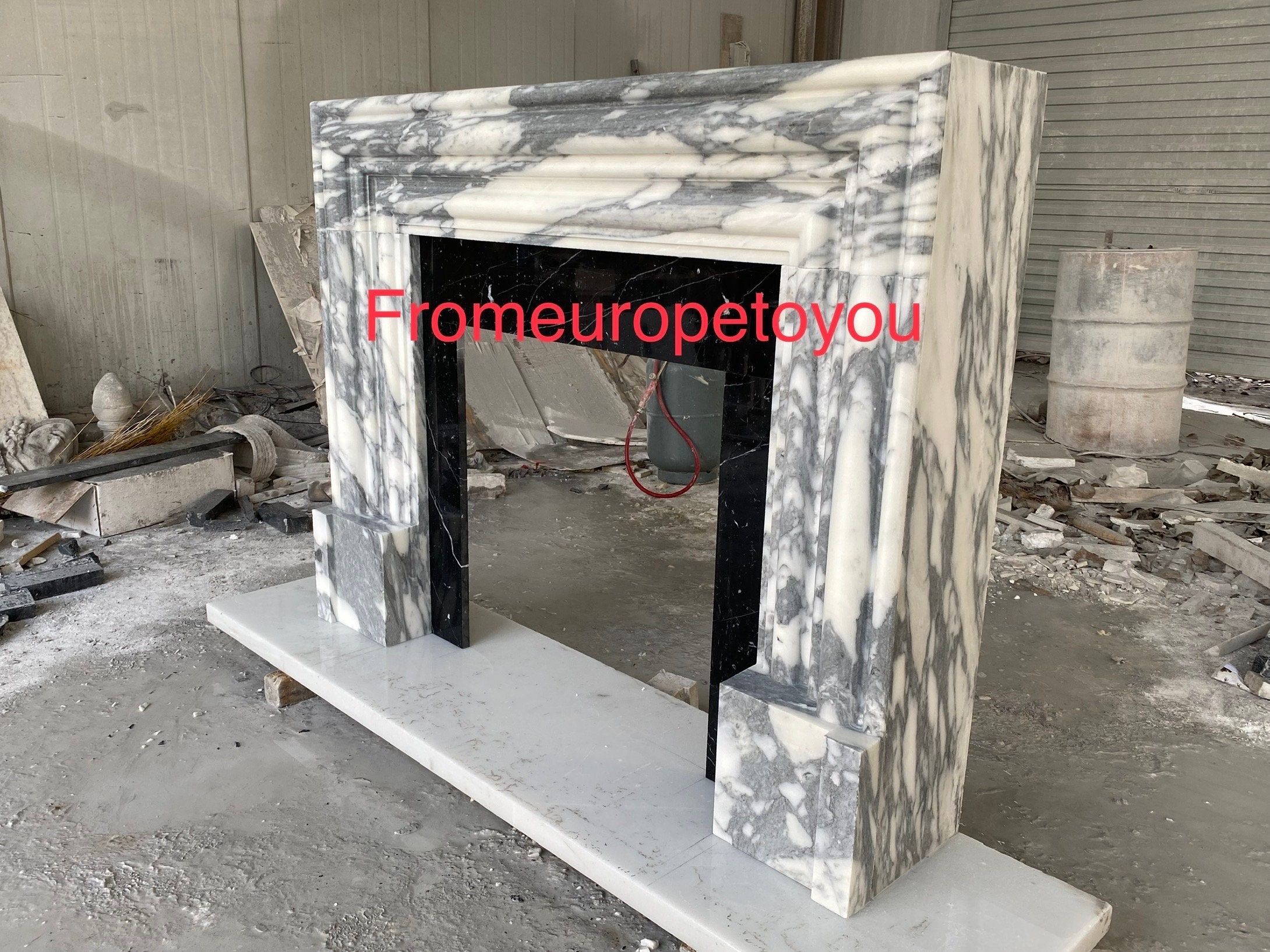 Carved Modern Italian Arabescato Marble Fireplace Mantel - Etsy