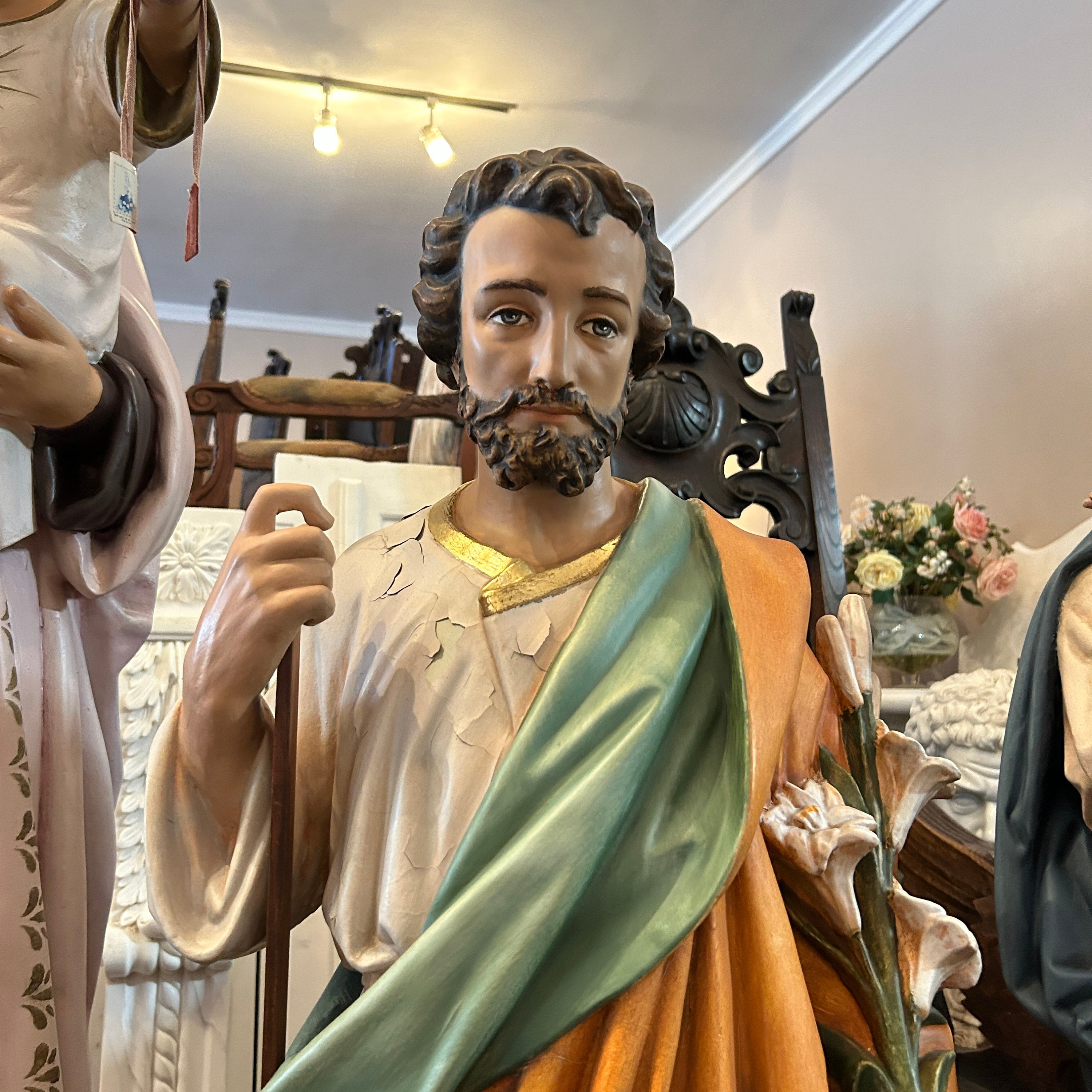 Antique St. Joseph Plaster Church Statue - Etsy