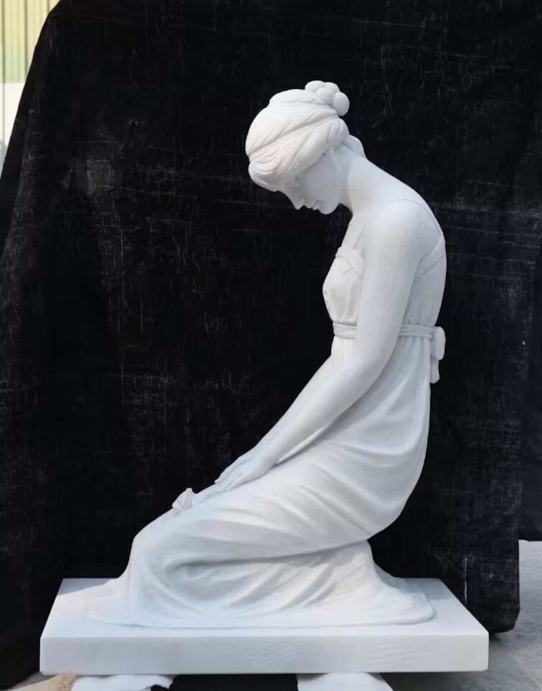 Marble Kneeling Figurative Female Statue - Etsy