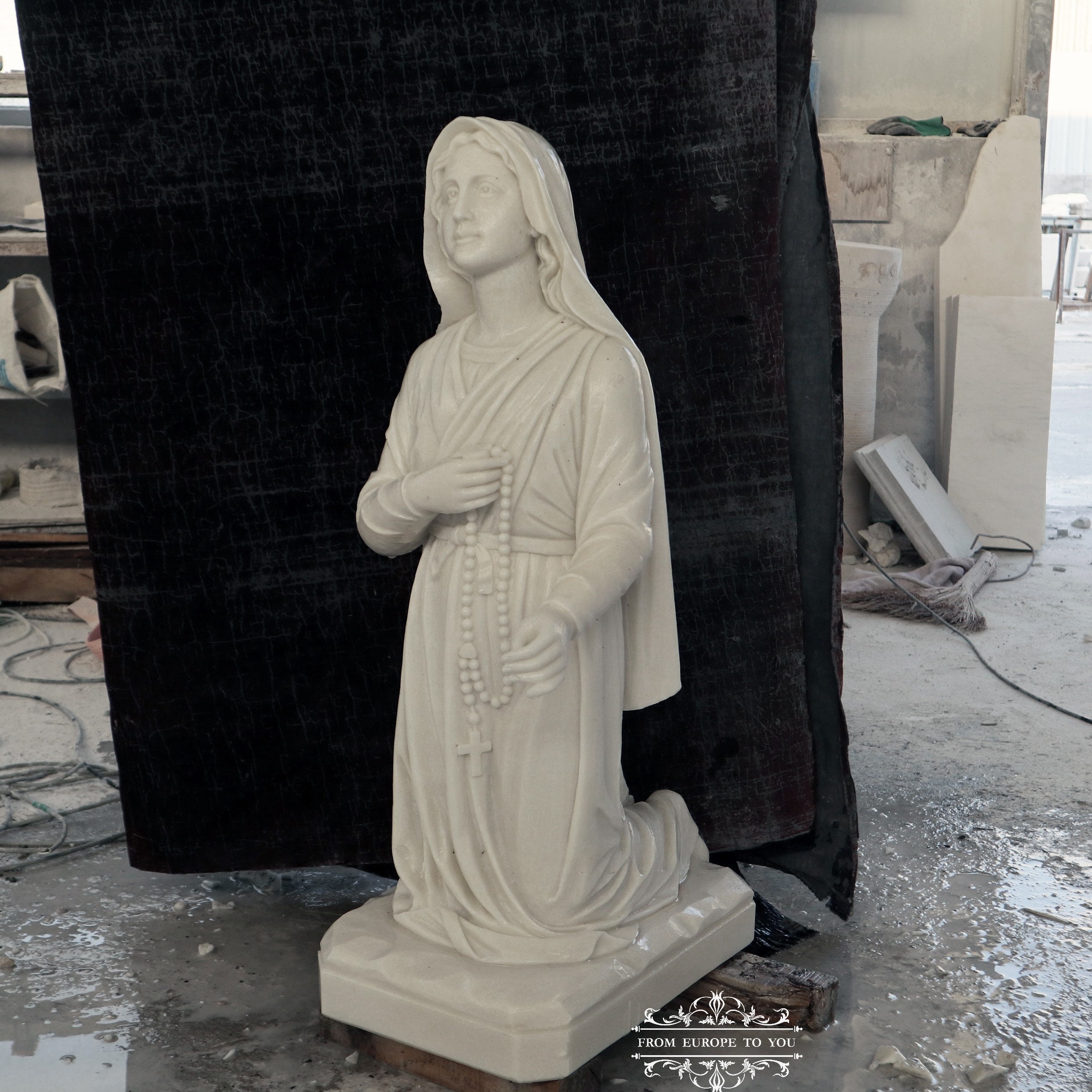 Carved Marble Saint Bernadette Statue - Etsy Carved Marble Saint Bernadette Statue - Etsy