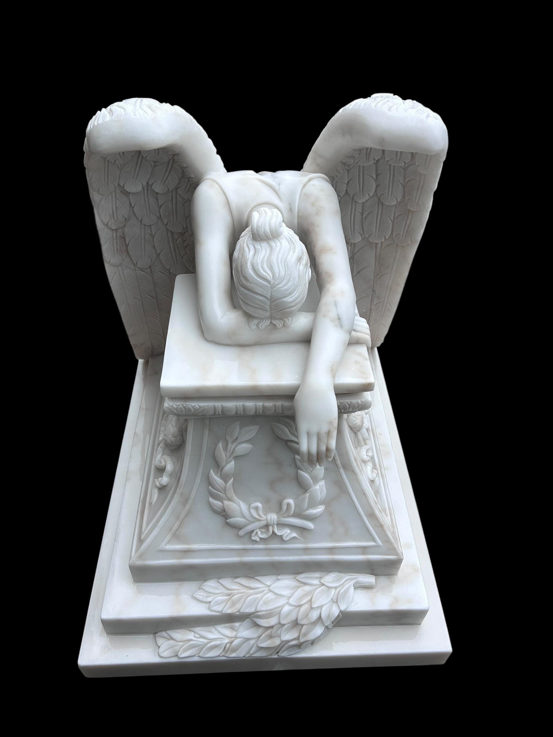 Hand Carved Marble Weeping Angel Monument - JXWA - Etsy