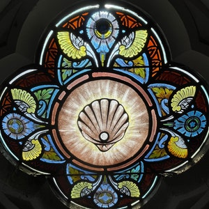 Antique Baptismal Shell Stained Glass Window - Etsy