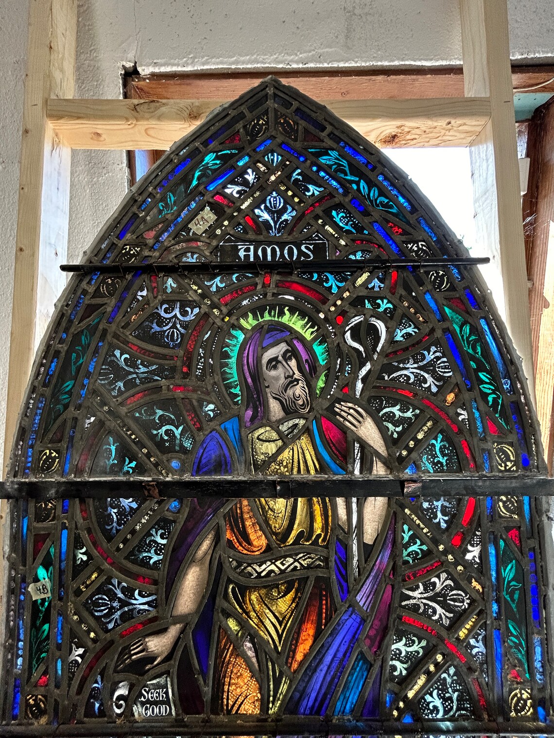 Antique Stained Glass Saint Amos Church Window 4A - Etsy